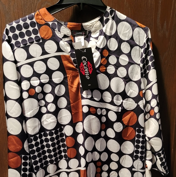 Cocomo | Tops | New Cocomo Long Shirt Dot Design Large | Poshmark